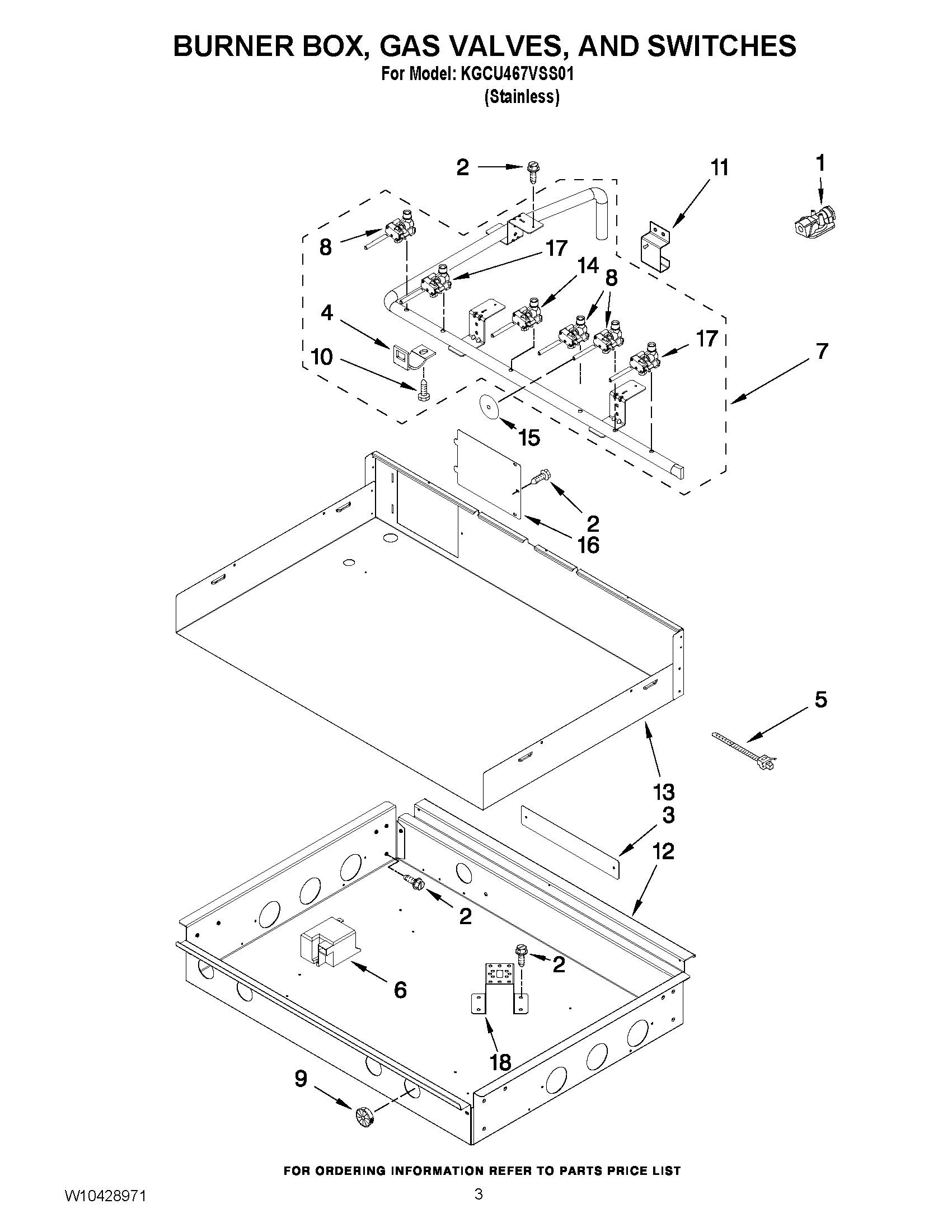 KGCU467VSS01 | Burner Box, Gas Valves, And Switches | Built In Cooktop ...